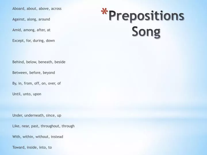 PPT - Prepositions Song PowerPoint Presentation - ID:1748405