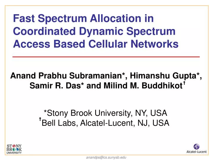 Ppt Fast Spectrum Allocation In Coordinated Dynamic Spectrum Access Based Cellular Networks 2589