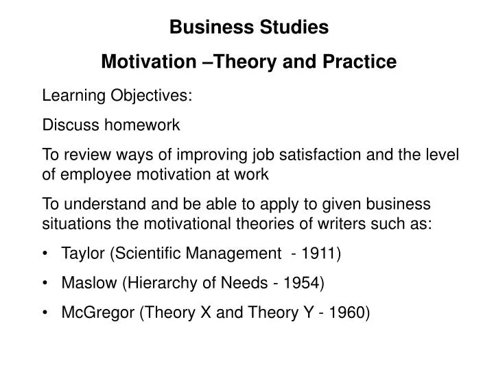 PPT - Learning Objectives: Discuss homework To review ways of improving ...