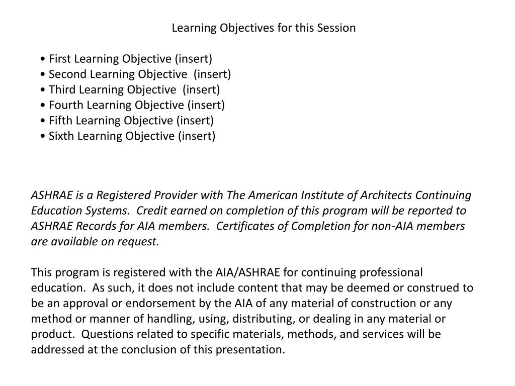 PPT Learning Objectives For This Session First Learning Objective