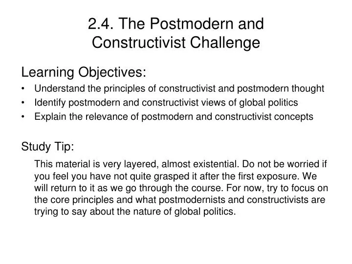 PPT - 2.4. The Postmodern and Constructivist Challenge PowerPoint ...