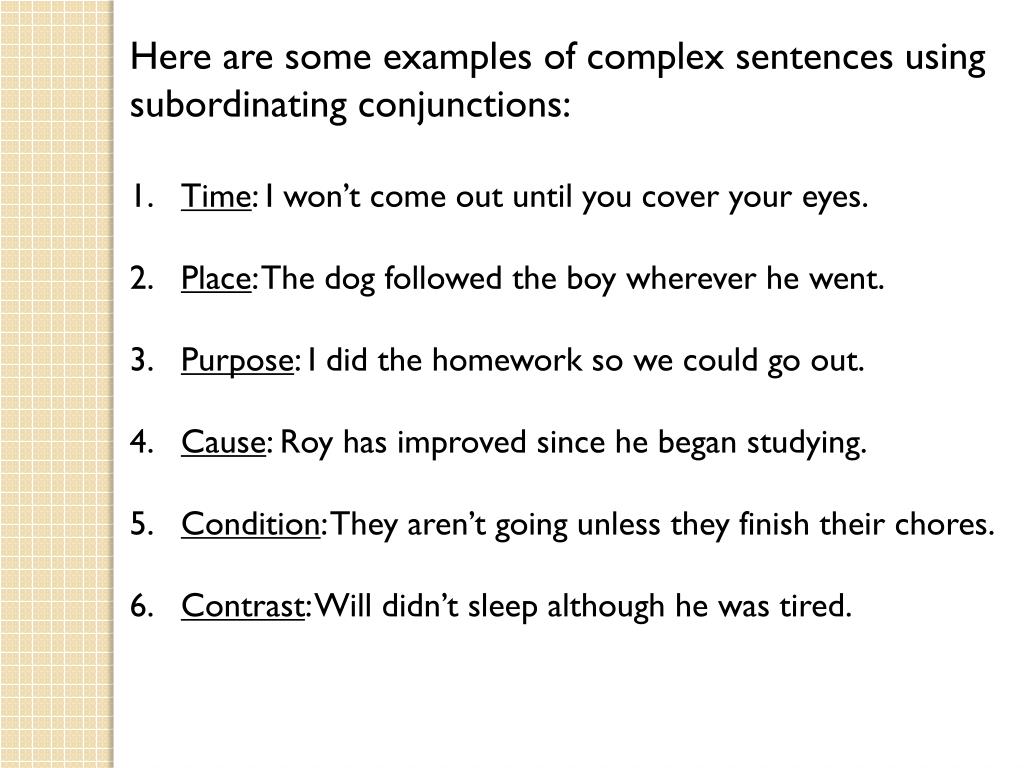 PPT - Making Complex Sentences Using Subordinating Conjunctions ... PPT - Making Complex Sentences Using Subordinating Conjunctions ...