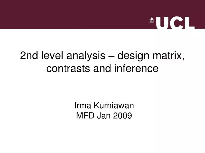 PPT - 2nd level analysis – design matrix, contrasts and inference ...