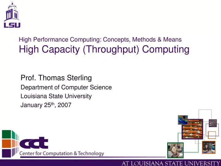 PPT - High Performance Computing: Concepts, Methods & Means High ...