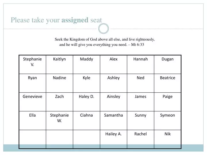 PPT - Please take your assigned seat PowerPoint Presentation, free ...