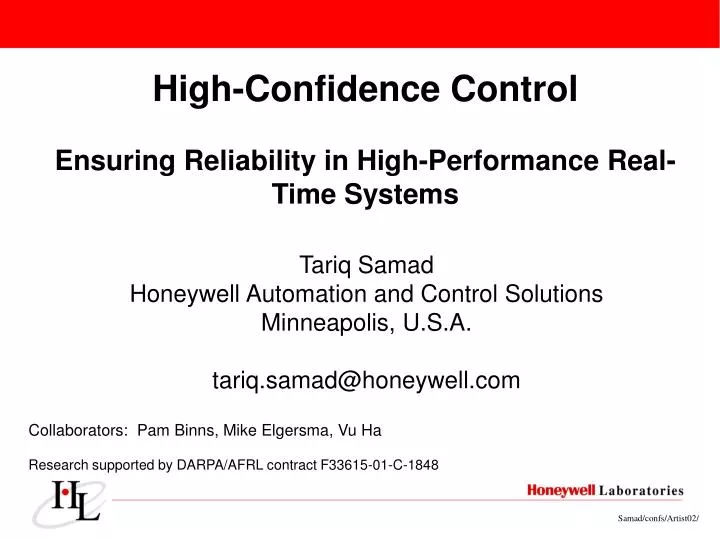 PPT - High-Confidence Control Ensuring Reliability in High-Performance ...