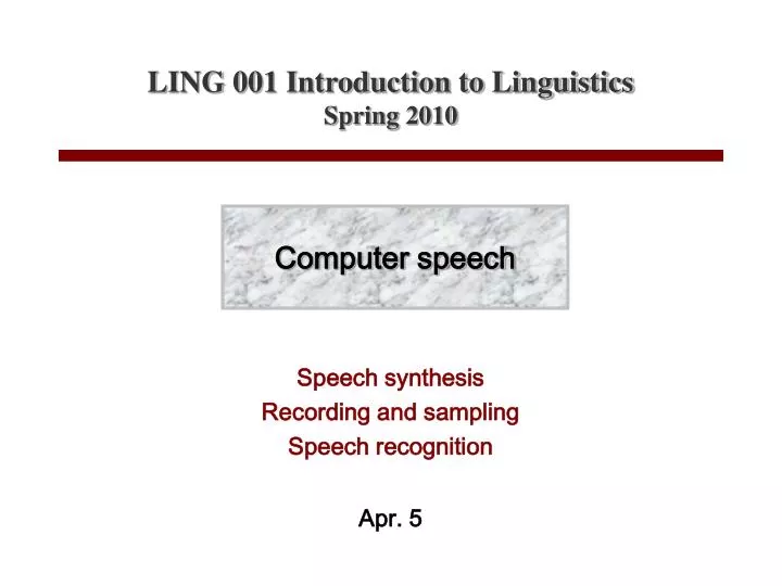 PPT - Computer speech PowerPoint Presentation, free download - ID:1753131