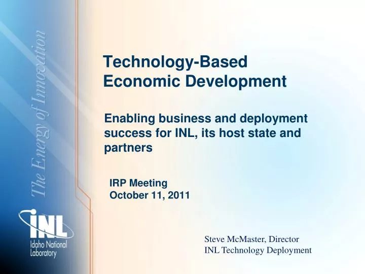 PPT - Technology-Based Economic Development PowerPoint Presentation ...
