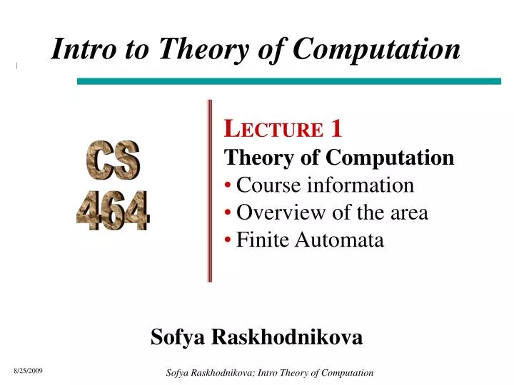 Ppt Intro To Theory Of Computation Powerpoint Presentation Free Download Id 1753333