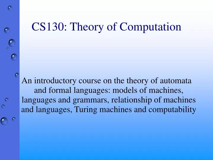 PPT - CS130: Theory of Computation PowerPoint Presentation, free ...