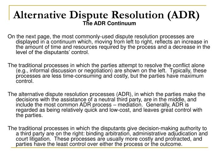 PPT - The Alternative Dispute Resolution (ADR) PowerPoint Presentation ...