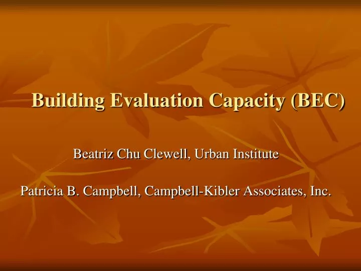PPT - Building Evaluation Capacity (BEC) PowerPoint Presentation, free ...