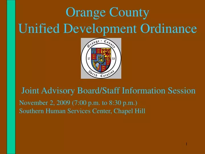 PPT - Orange County Unified Development Ordinance PowerPoint ...
