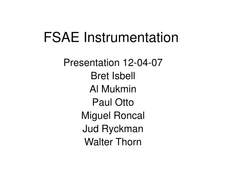 PPT - FSAE Instrumentation PowerPoint Presentation, free download - ID ...