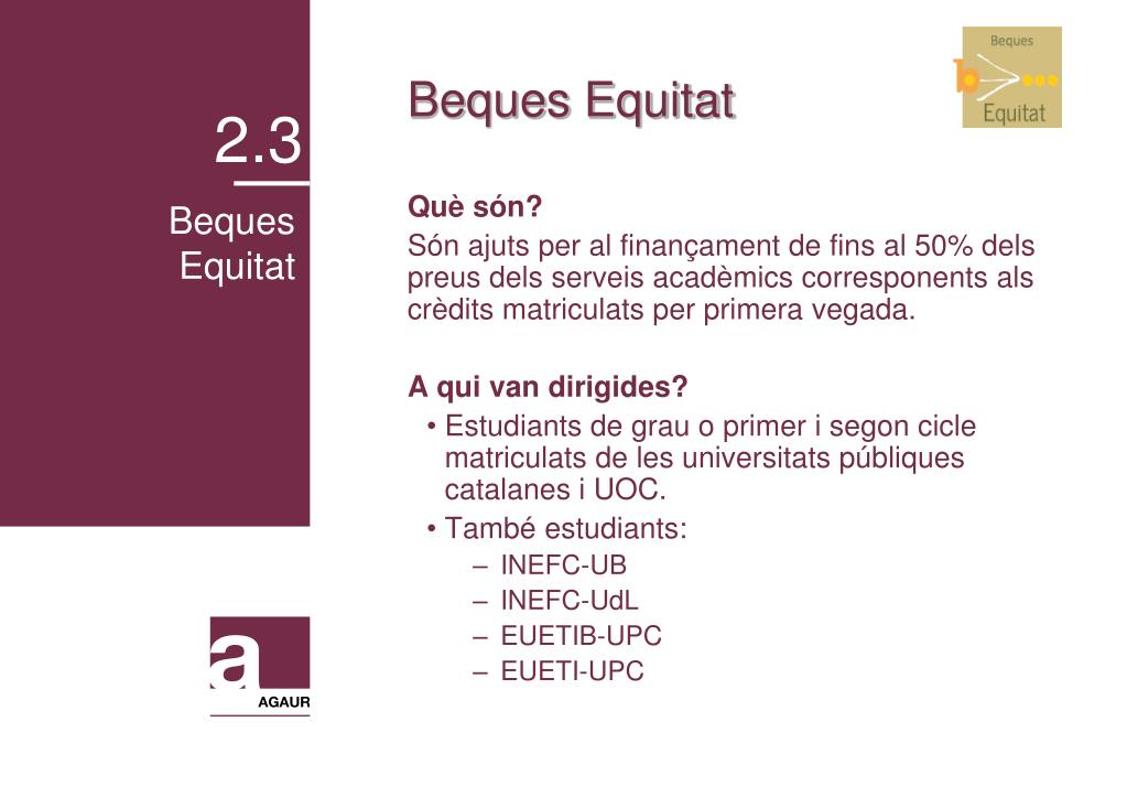 PPT - Les beques universitàries a Catalunya Pere Pardo, director ...