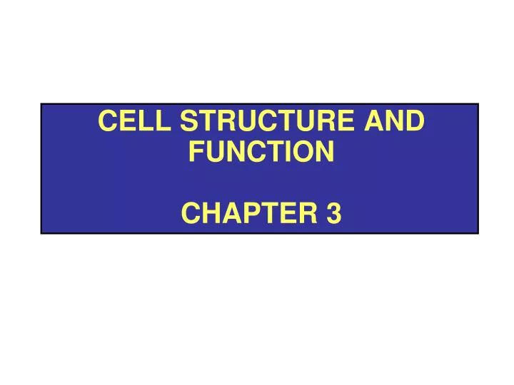 PPT - Cell structure and function Chapter 3 PowerPoint Presentation, free download - ID:1757038