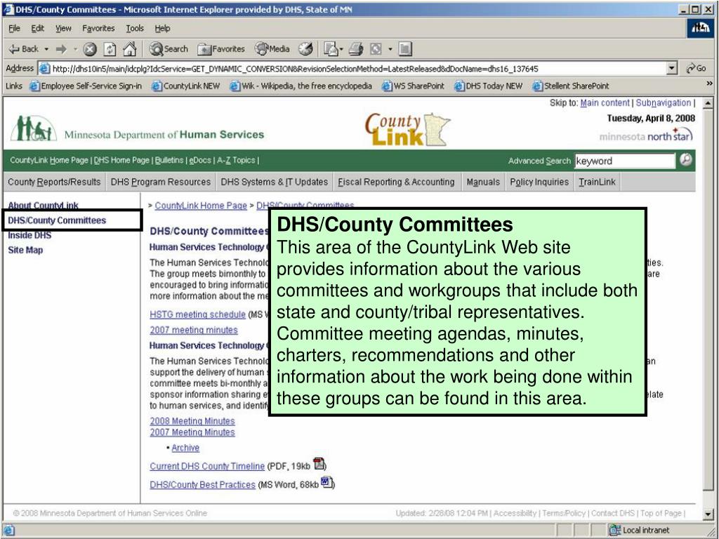 PPT - CountyLink is the Minnesota Department of Human Services’ (DHS ...