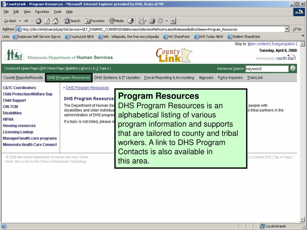 PPT - CountyLink is the Minnesota Department of Human Services’ (DHS ...