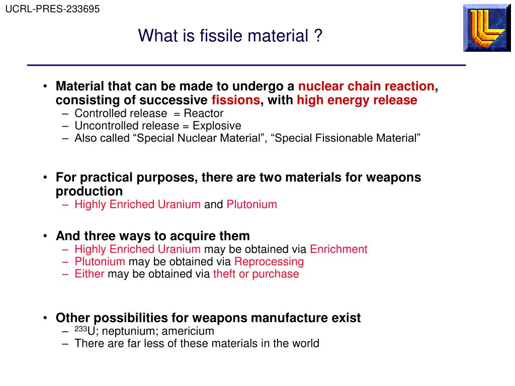 PPT - The Production of Fissile Materials for Nuclear Weapons and ...