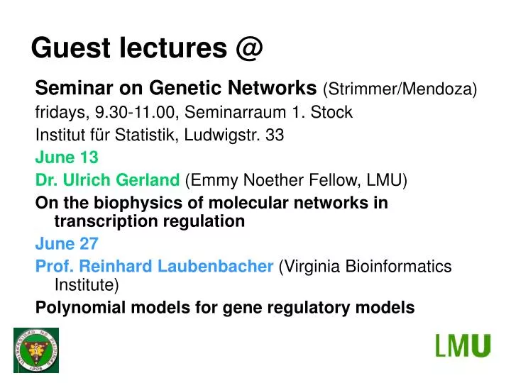 PPT - Guest lectures @ PowerPoint Presentation, free download - ID:1758816