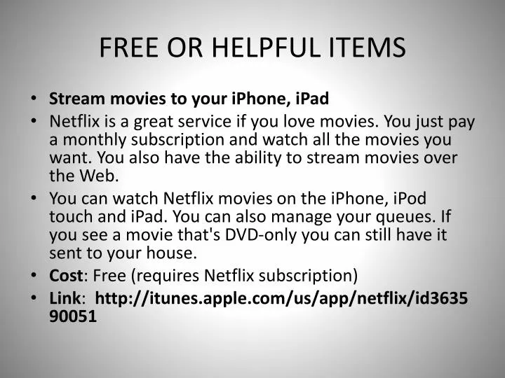 PPT - FREE OR HELPFUL ITEMS PowerPoint Presentation, free download - ID ...