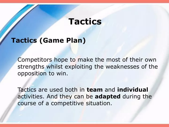 PPT - Tactics PowerPoint Presentation, free download - ID:1760580