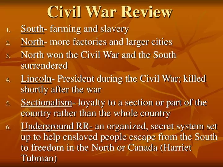 PPT - Civil War Review PowerPoint Presentation, free download - ID:1760927
