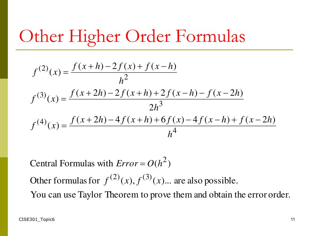 PPT - SE301: Numerical Methods Topic 6 Numerical Differentiation ... PPT - SE301: Numerical Methods Topic 6 Numerical Differentiation ...