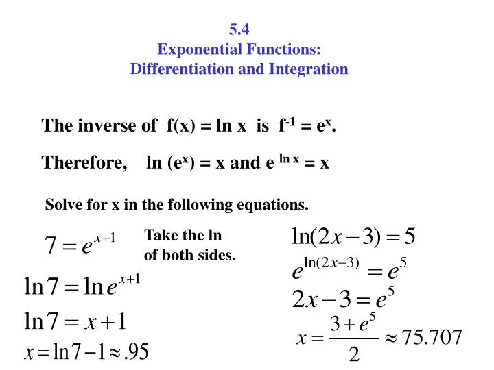 Ppt 5 4 Exponential Functions Differentiation And Integration