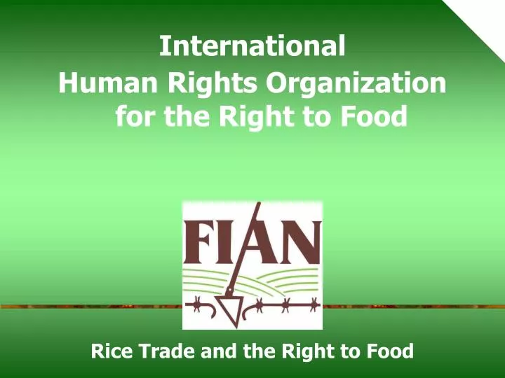 PPT - International Human Rights Organization for the Right to Food ...