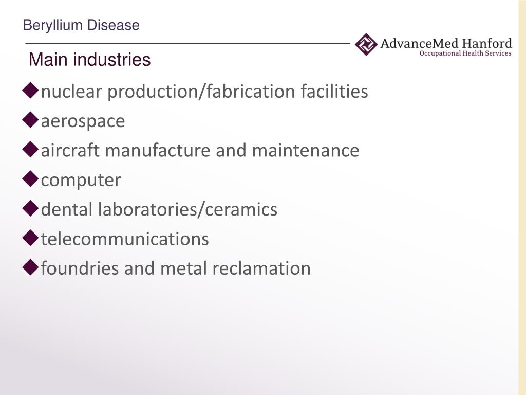 PPT - Beryllium Disease: Increasing Awareness/Protecting Worker Health ...
