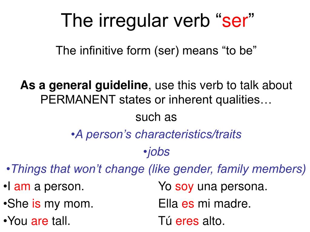 Ppt The Irregular Verb Ser ” Powerpoint Presentation Free Download Id1764900