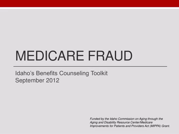 PPT - Medicare Fraud PowerPoint Presentation, free download - ID:1766389