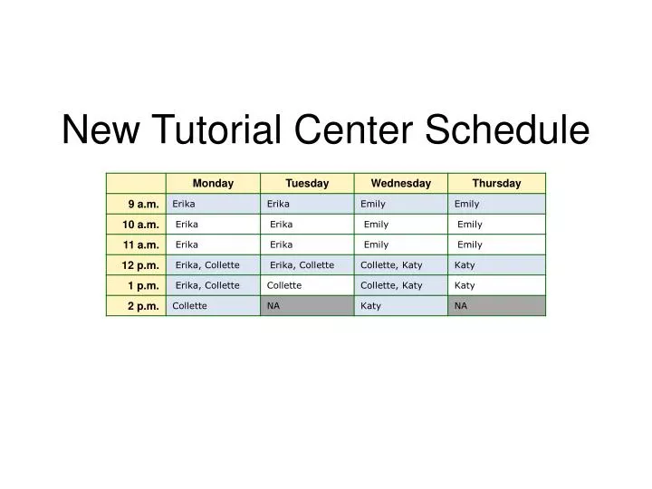 PPT - New Tutorial Center Schedule PowerPoint Presentation, free ...