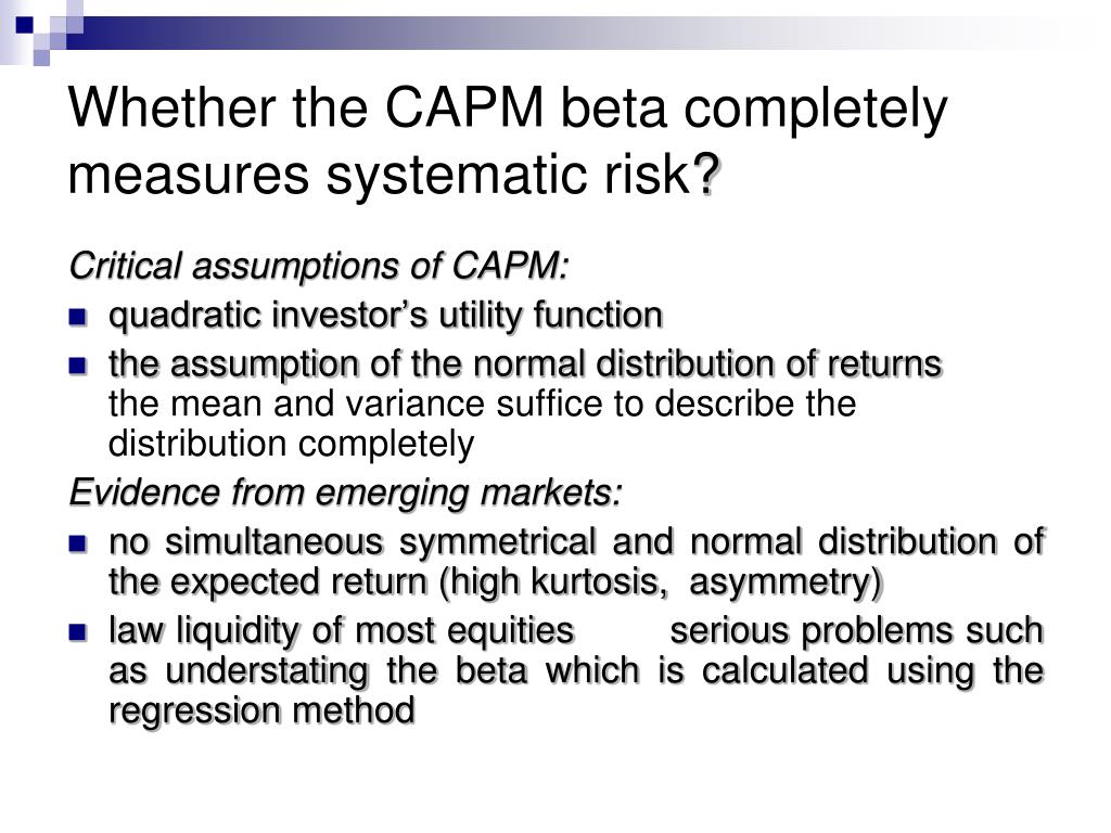 PPT - The Validity of the CAPM in the Russian and Kazakhstan Capital ...
