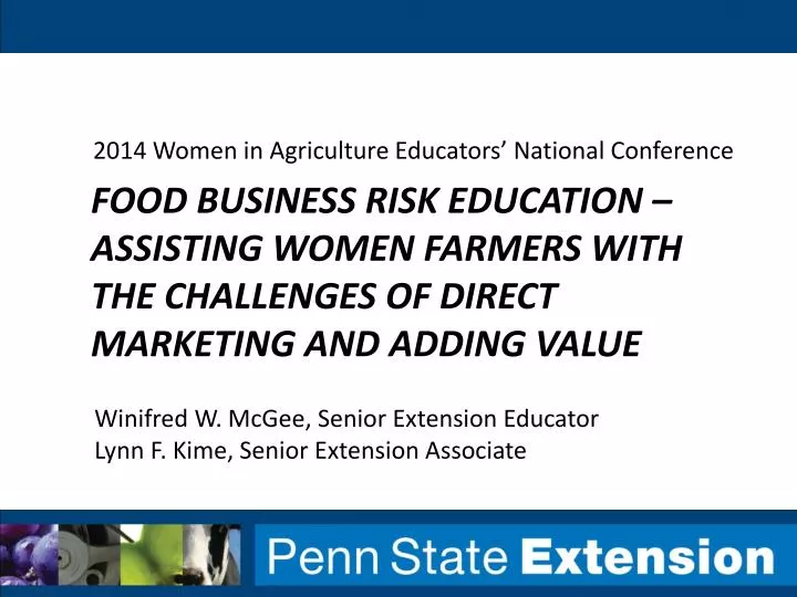 PPT - Food Business Risk Education – Assisting Women Farmers with the ...