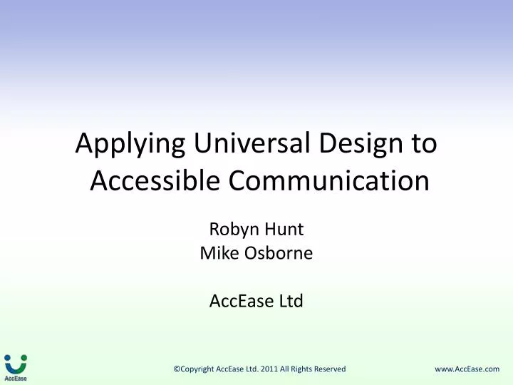 PPT - Applying Universal Design to Accessible Communication PowerPoint ...