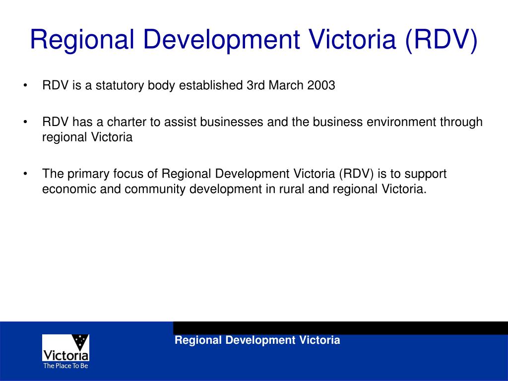 PPT - REGIONAL DEVELOPMENT VICTORIA BARWON SOUTH WEST REGION Presented ...