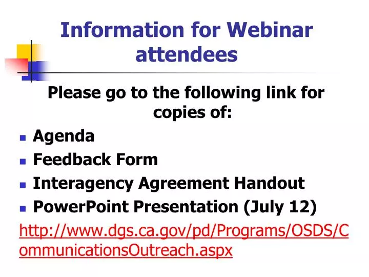 PPT - Information for Webinar attendees PowerPoint Presentation, free ...