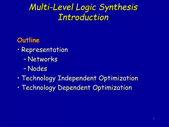 Ppt Multi Level Logic Synthesis Introduction Powerpoint Presentation 3903