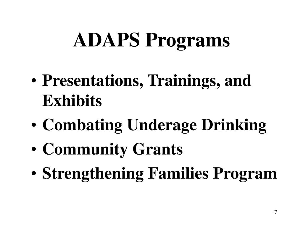 PPT - Division Mental Health and Addictions Alcohol and Drug Abuse Prevention Services (ADAPS ...