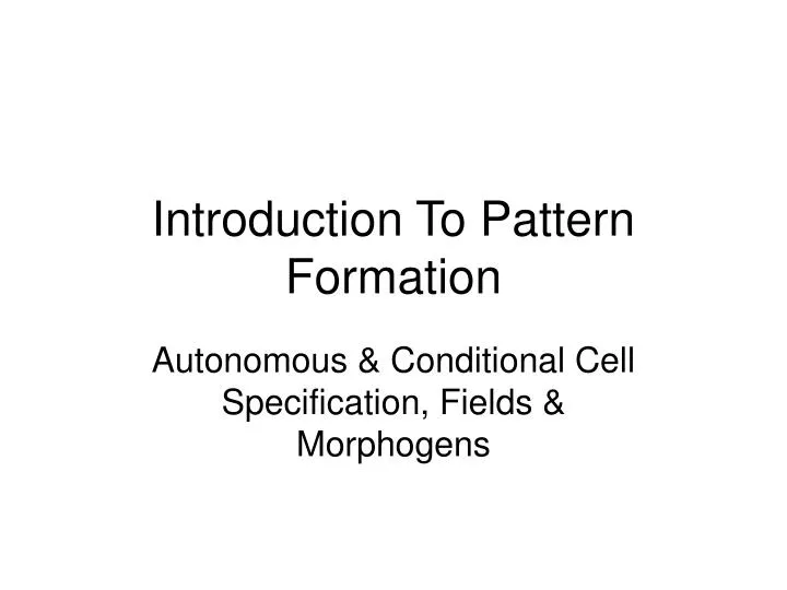 PPT - Introduction To Pattern Formation PowerPoint Presentation, free ...