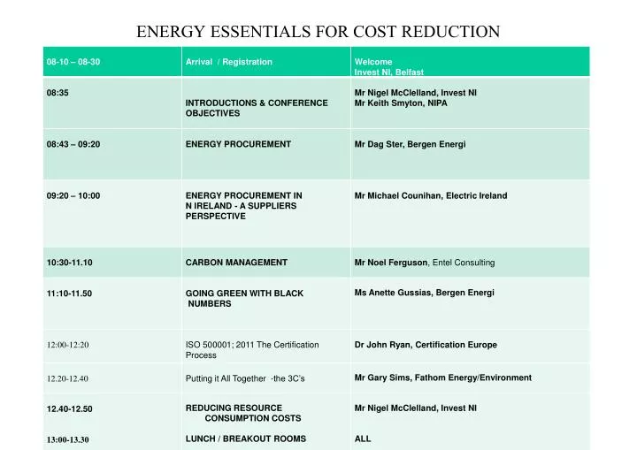 PPT - ENERGY ESSENTIALS FOR COST REDUCTION PowerPoint Presentation ...