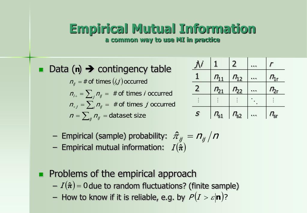 Ppt Robust Feature Selection By Mutual Information Distributions