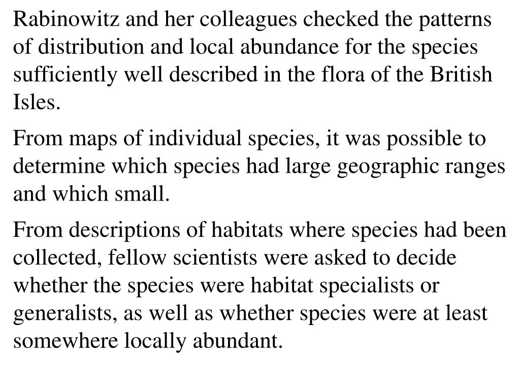 PPT - Rarity To determine what species or community is in dire need of ...