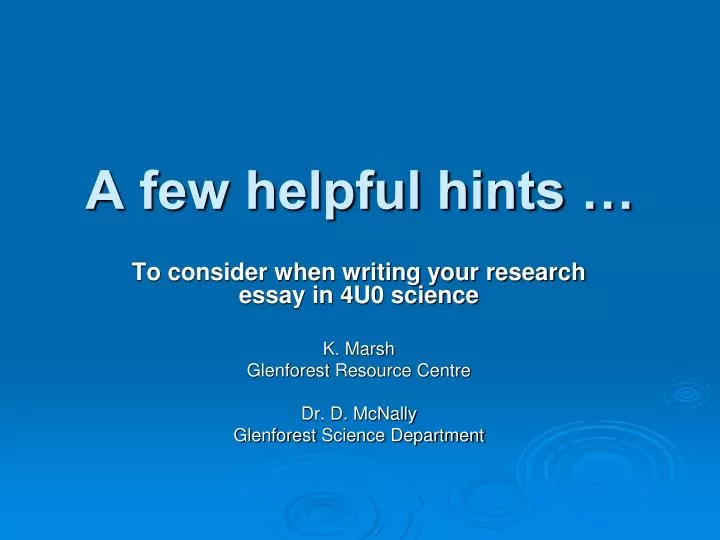 PPT - A few helpful hints … PowerPoint Presentation, free download - ID ...