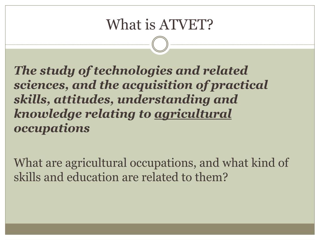 PPT - The Role of Agricultural Technical and Vocational Education and ...
