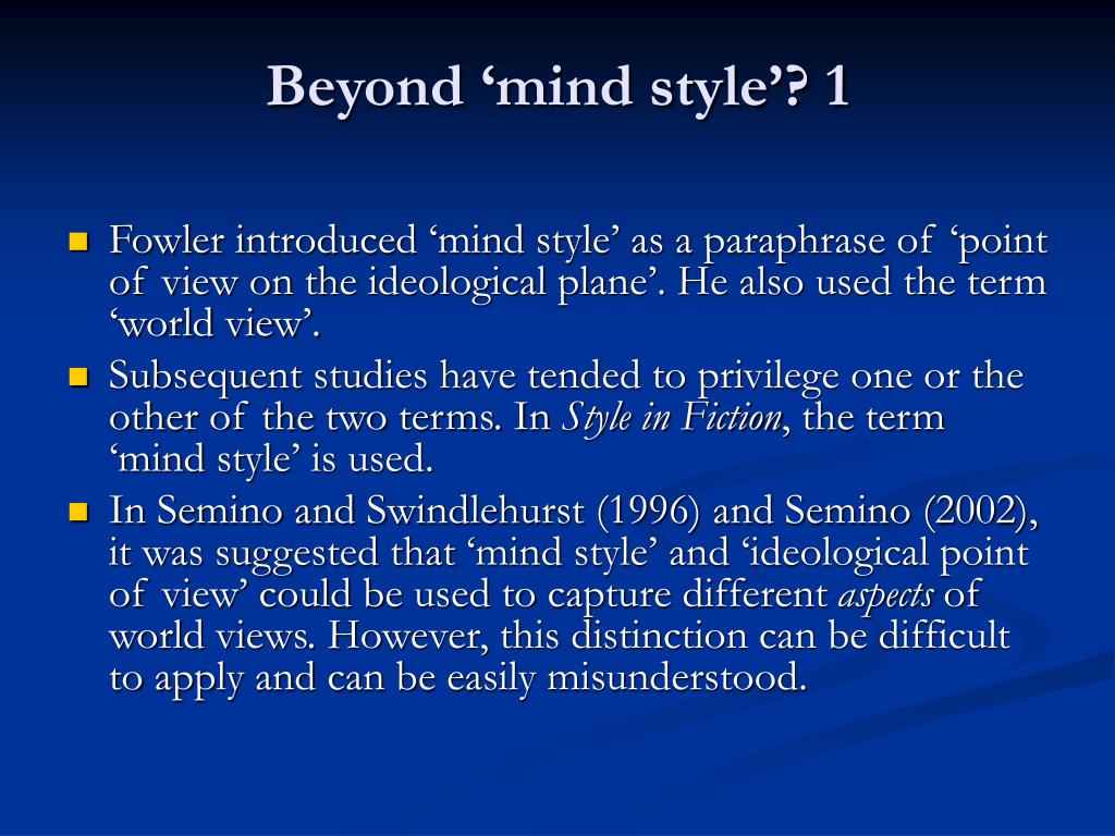 PPT - Style in Fiction Symposium, 11 th March 2006 Mind Style 25 years ...