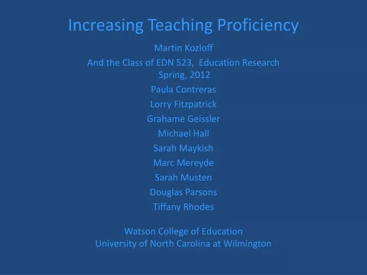 PPT - Increasing Teaching Proficiency PowerPoint Presentation, free ...