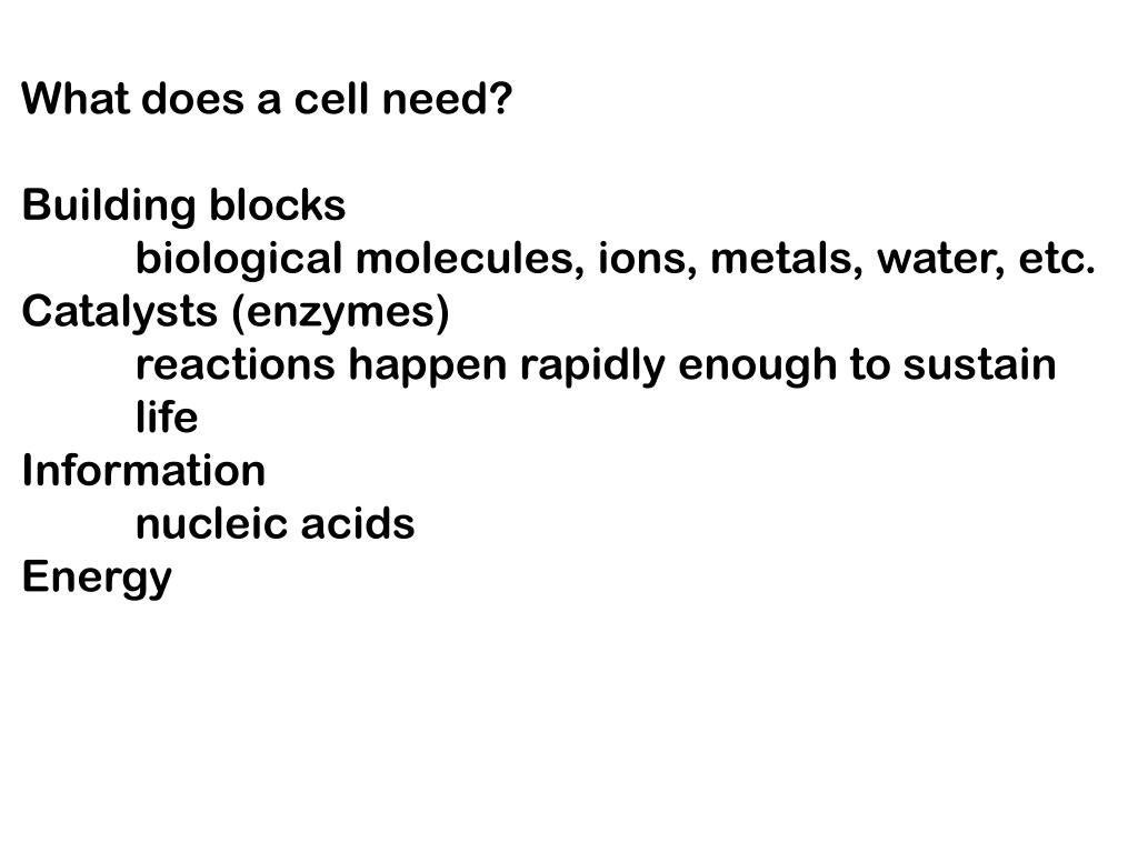 PPT - Understanding Cellular Requirements for Life: Energy, Reactions ...